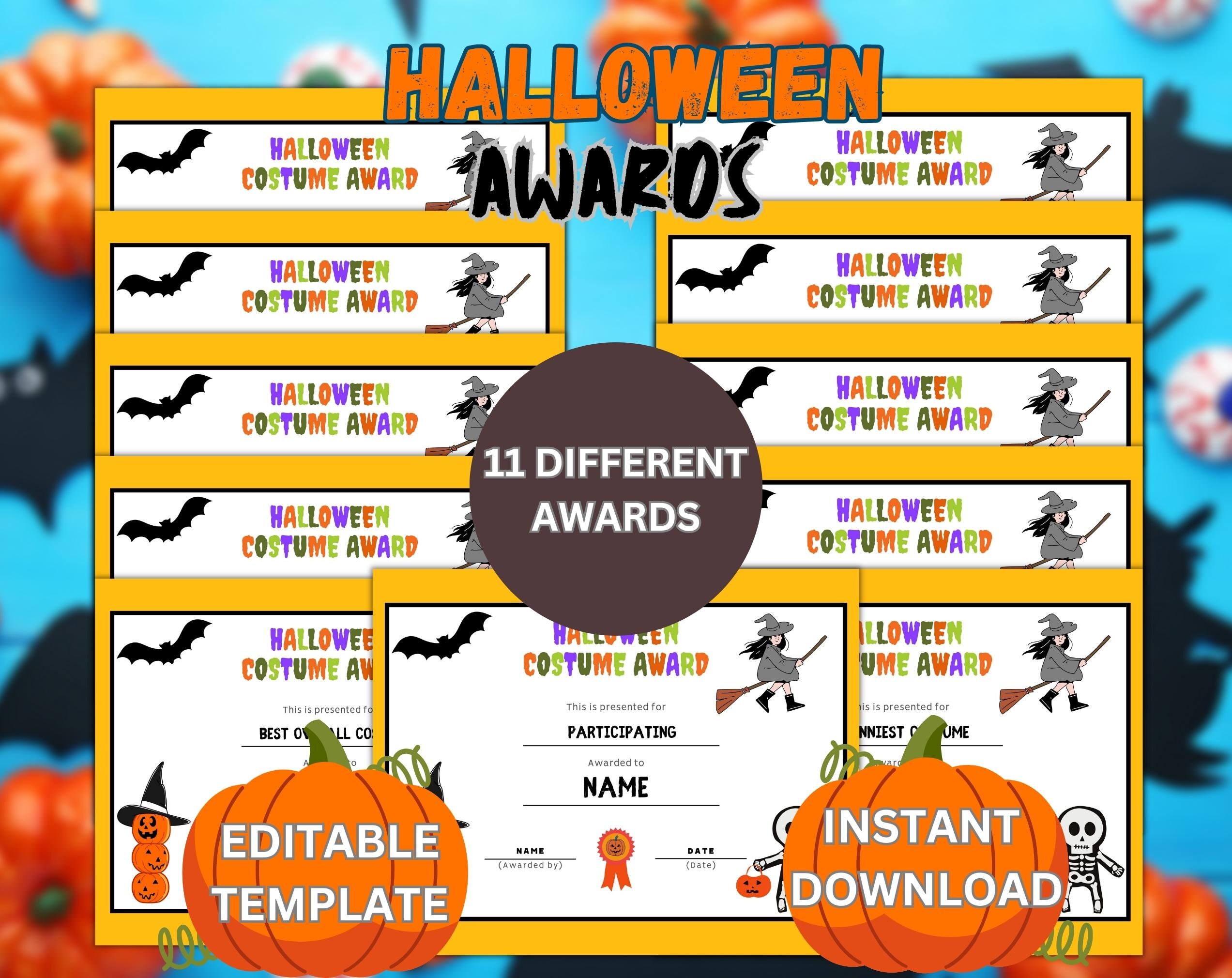 Printable Halloween Costume Awards Bundle | Halloween Costume ...