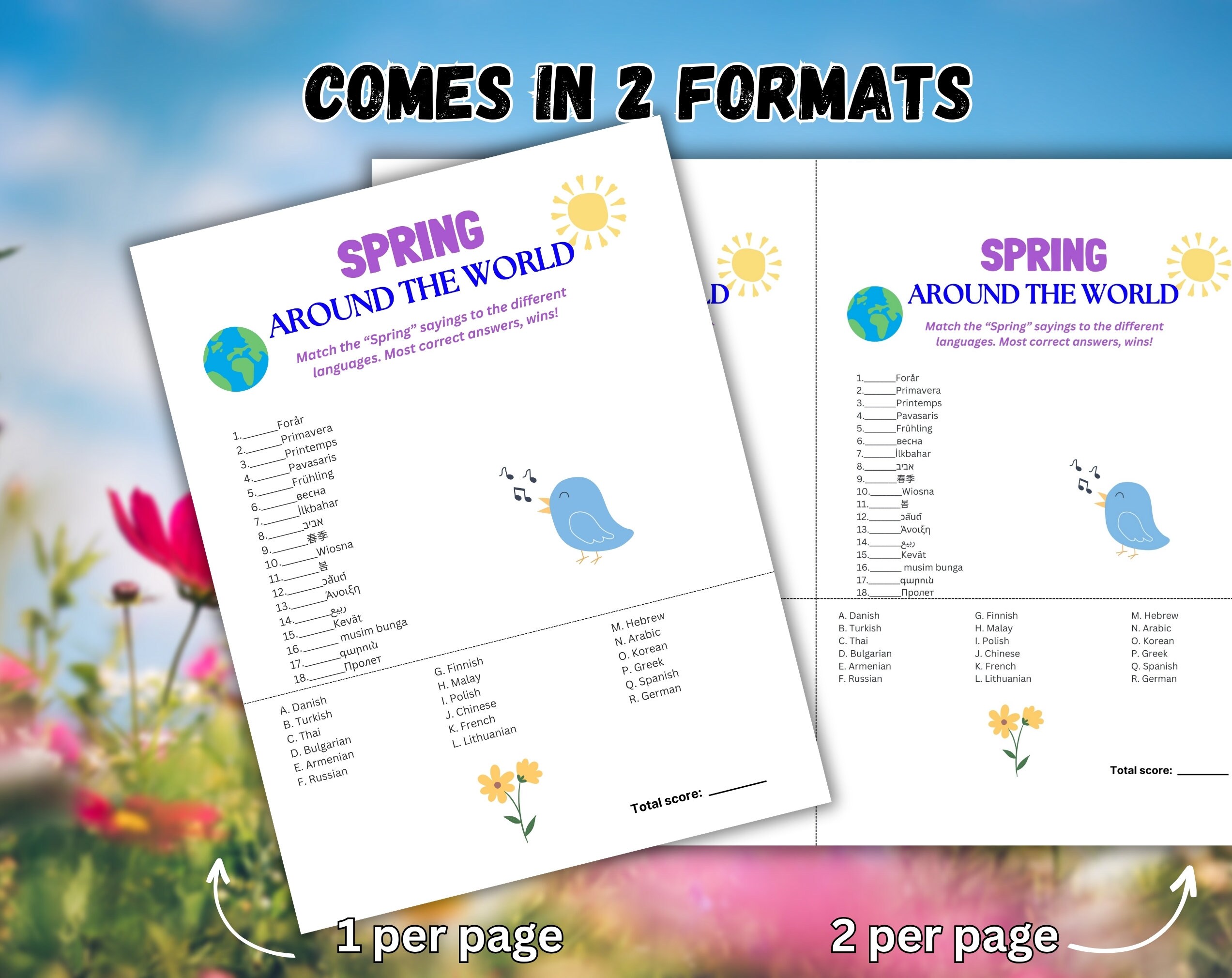 Printable Spring Around the World | Spring Activity for Kids and Adults ...