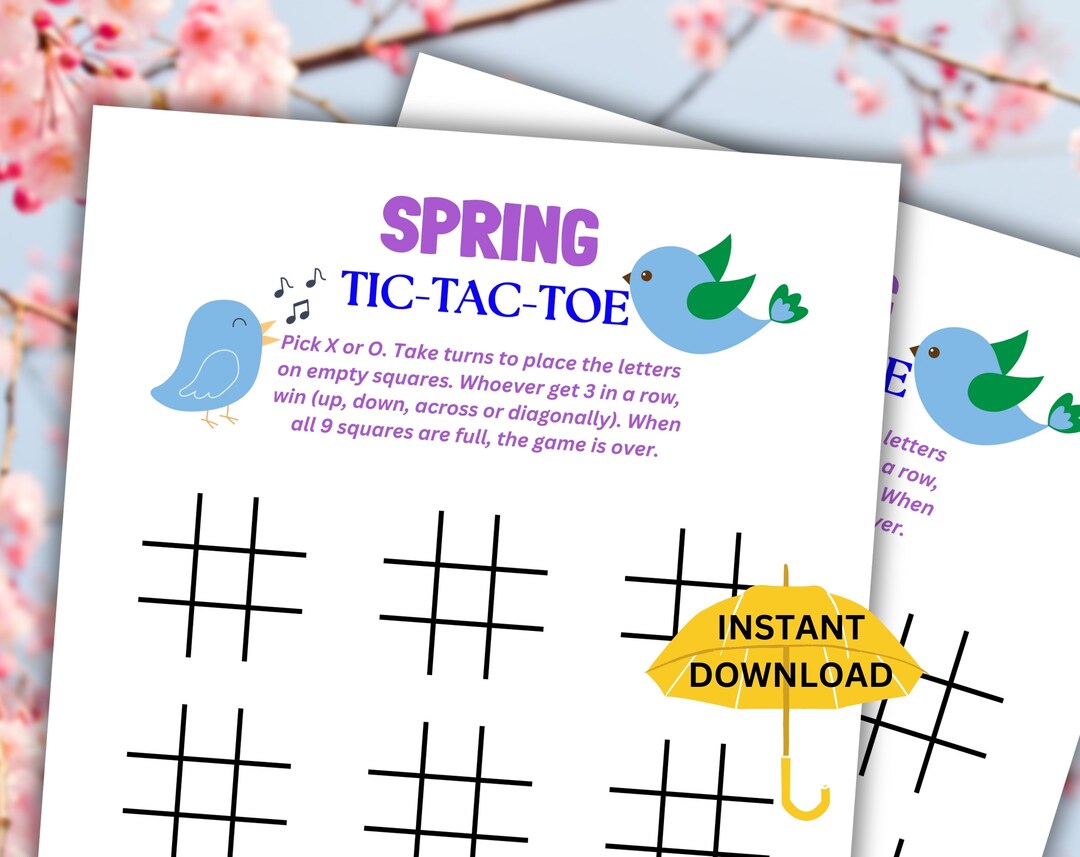 Printable Spring Tic-tac-toe for Kids | Spring Party Game | Children ...