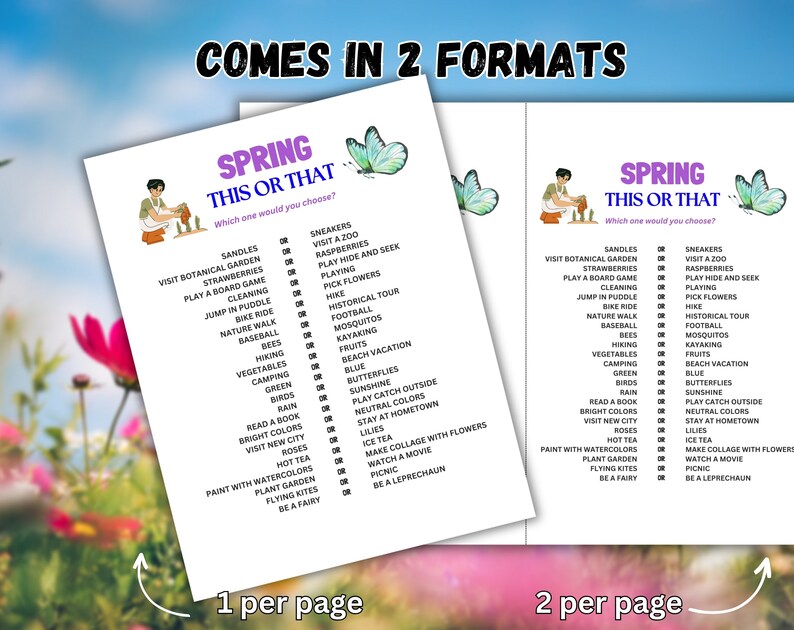 Spring This or That Game | Printable Party Activity for Kids & Adults ...