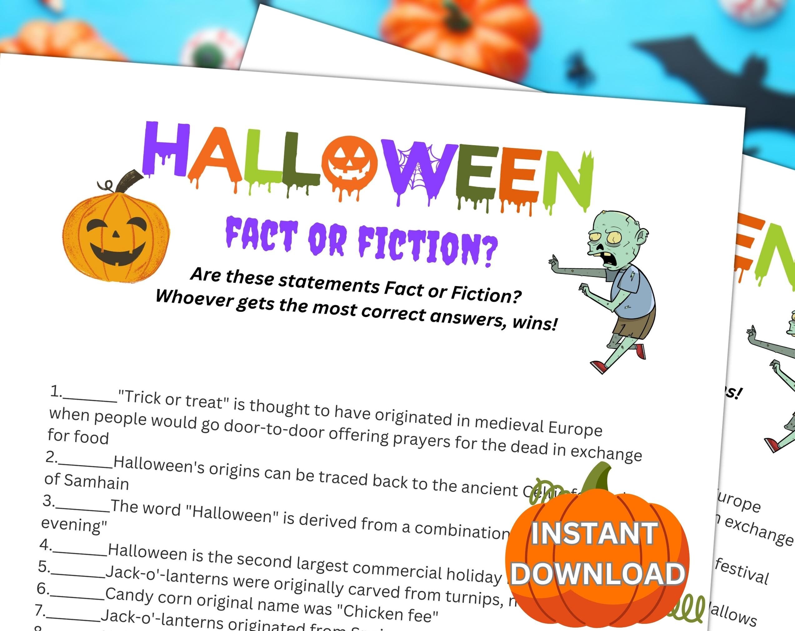 Printable Halloween Fact or Fiction Game Halloween Activity for Kids ...