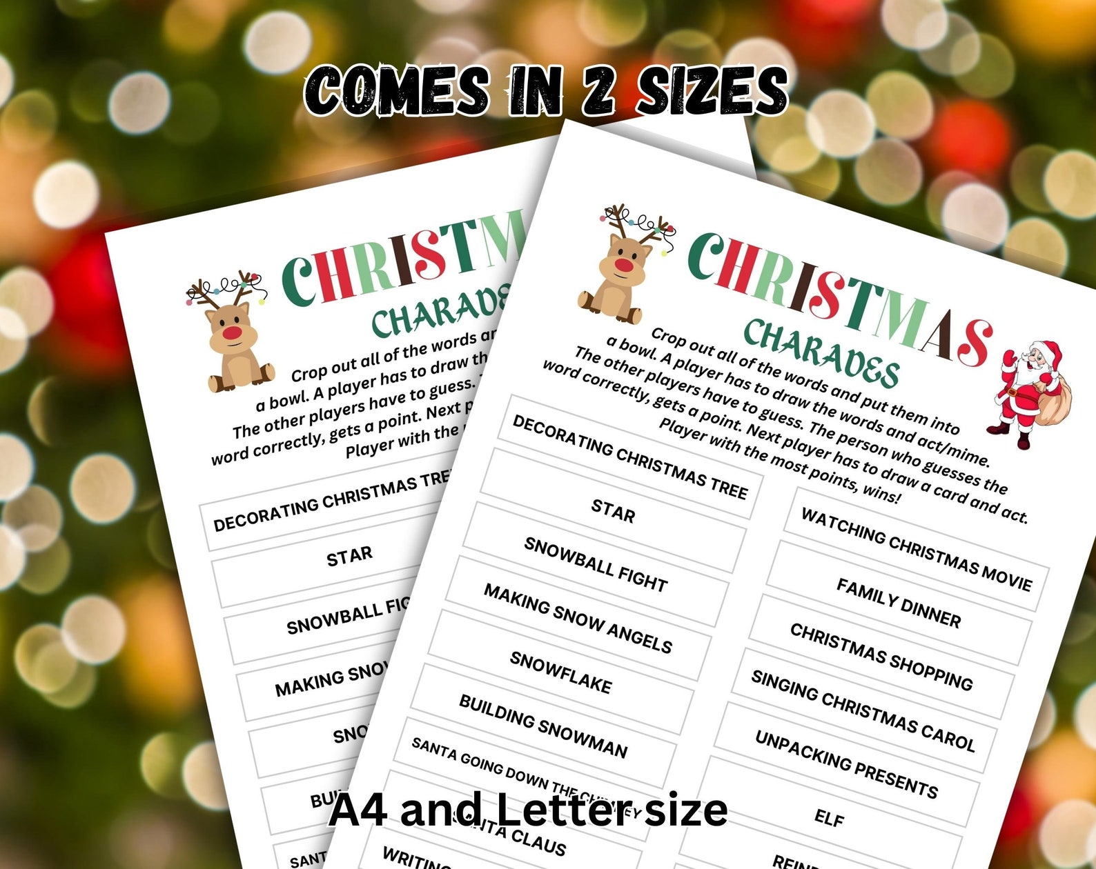 Printable Christmas Charades Game Christmas Activity for Kids and ...