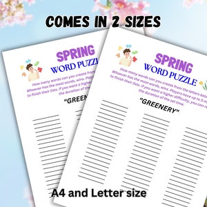 Printable Spring Word Puzzle Game | Spring Activity for Kids and Adults ...