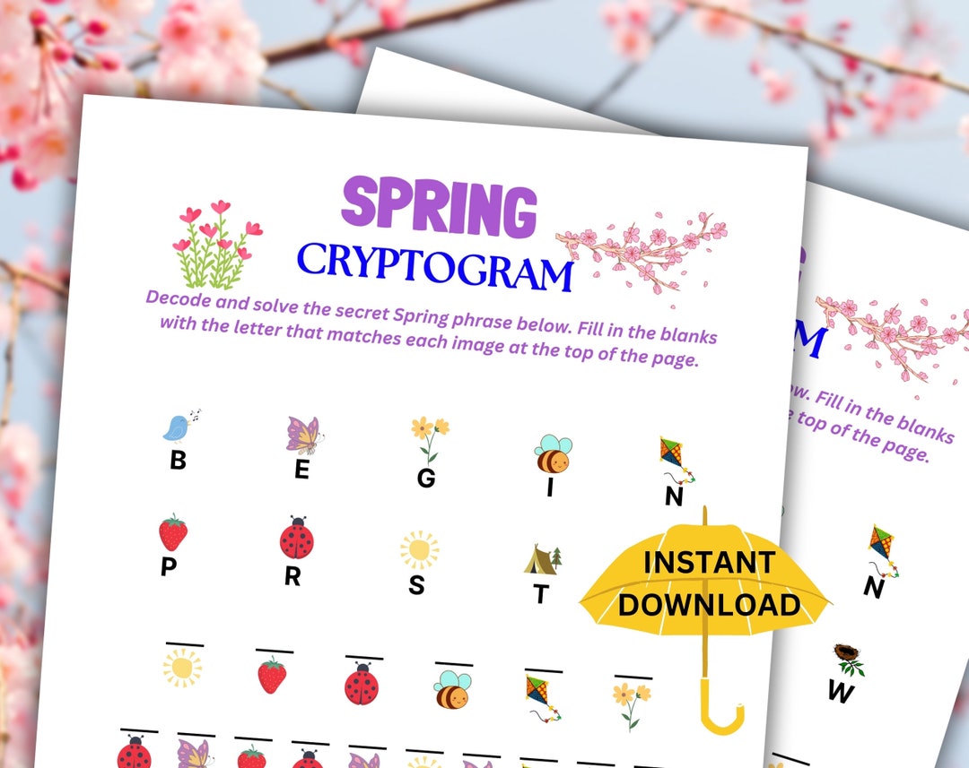 Printable Spring Cryptogram | Spring Activity for Kids and Adults ...