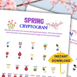 Printable Spring Cryptogram | Spring Activity for Kids and Adults ...