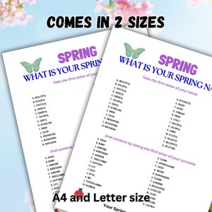 Printable What is Your Spring Name? | Spring Activity for Kids and ...