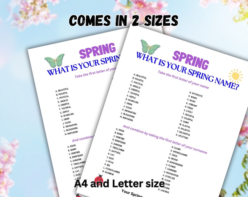 Printable What is Your Spring Name Spring Activity for Kids and Adults ...
