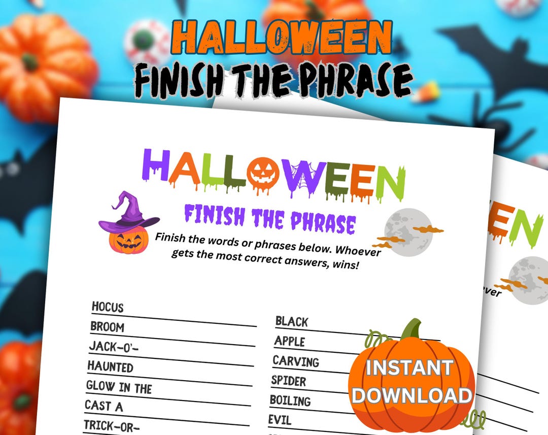 Printable Halloween Finish the Phrase Halloween Activity for Kids and ...