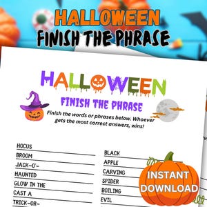 Printable Halloween Finish the Phrase Halloween Activity for Kids and ...