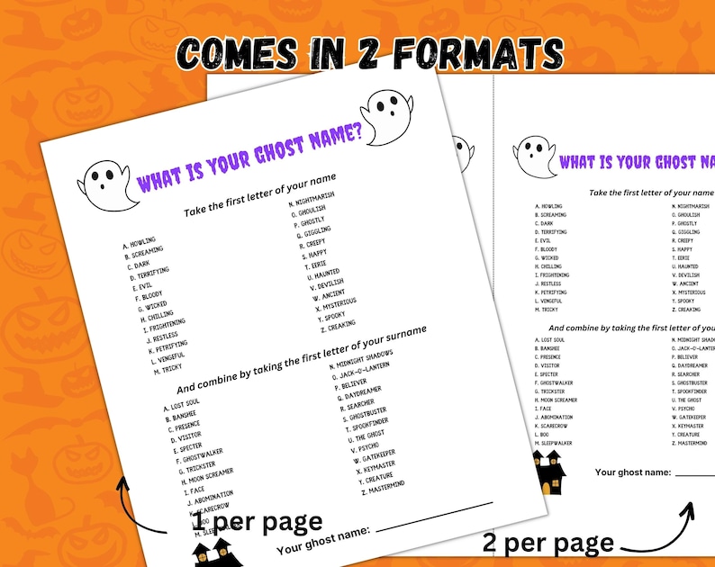Printable What is Your Ghost Name? | Halloween Activity for Kids and ...