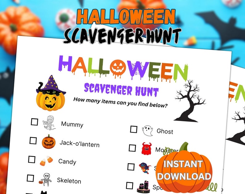 Printable Halloween Scavenger Hunt for Kids Halloween Party Game ...