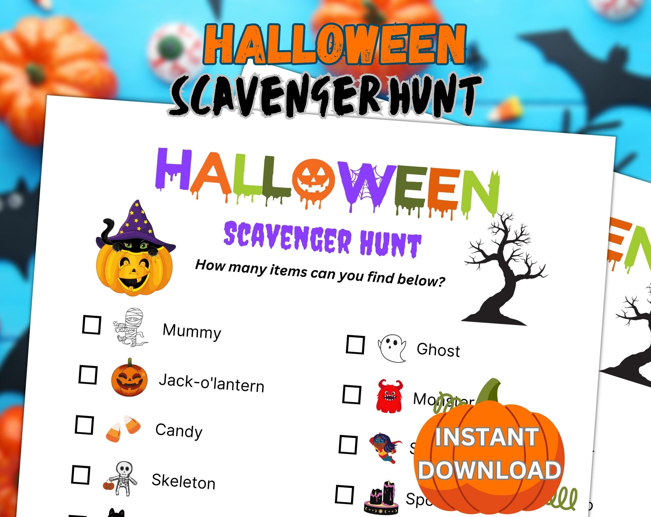 Printable Halloween Scavenger Hunt for Kids Halloween Party Game ...