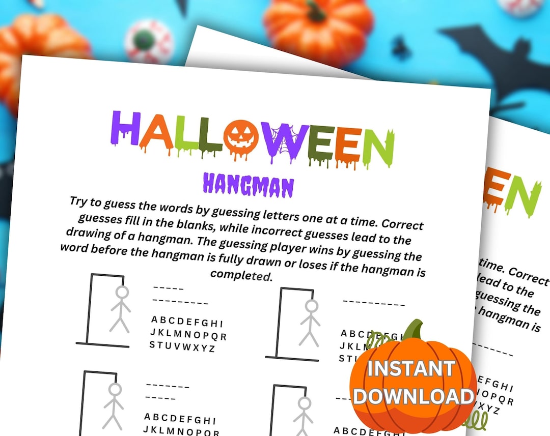 Printable Halloween Hangman | Halloween Activity for Kids and Adults ...