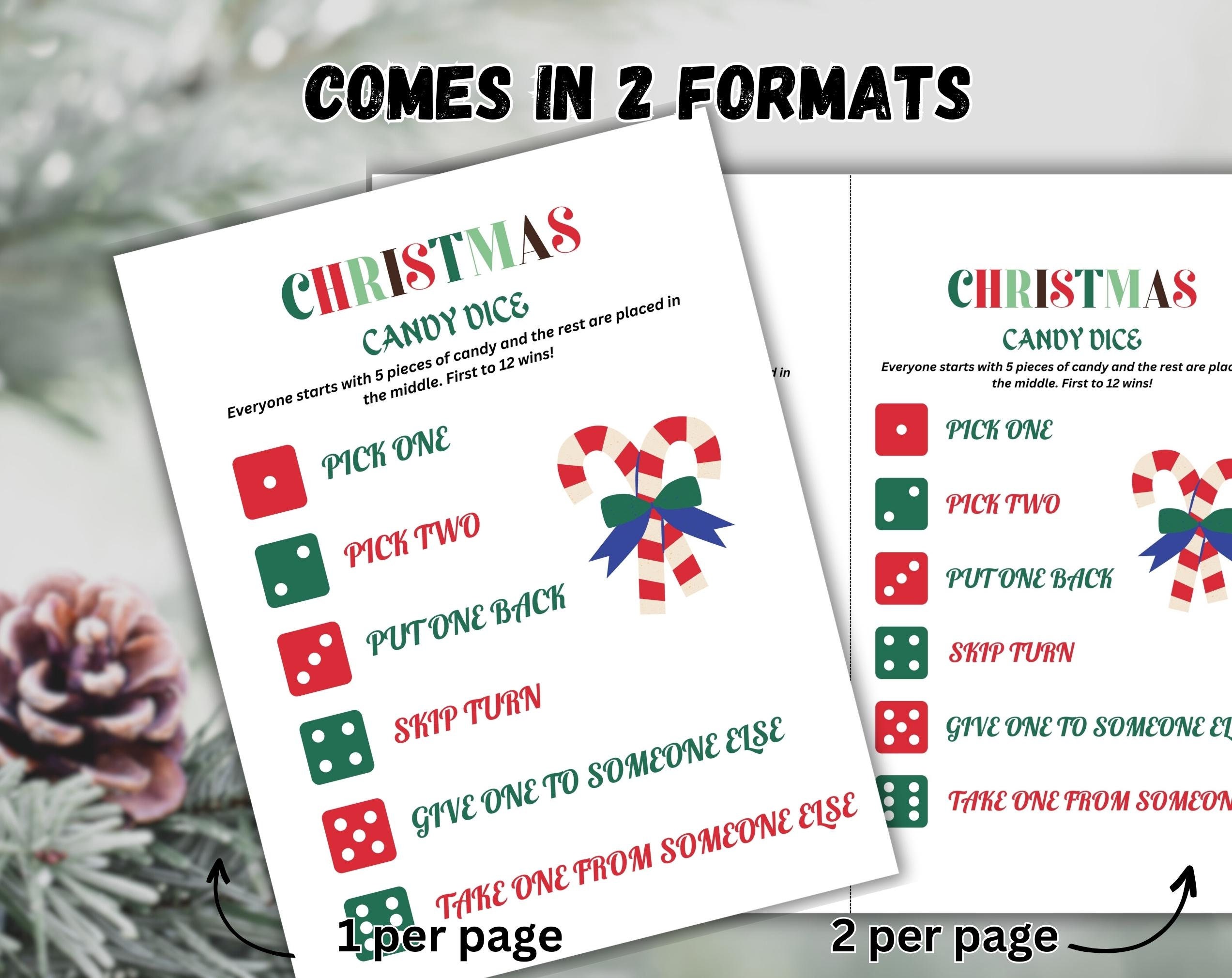 Printable Christmas Candy Dice Game Christmas Activity for Kids and ...