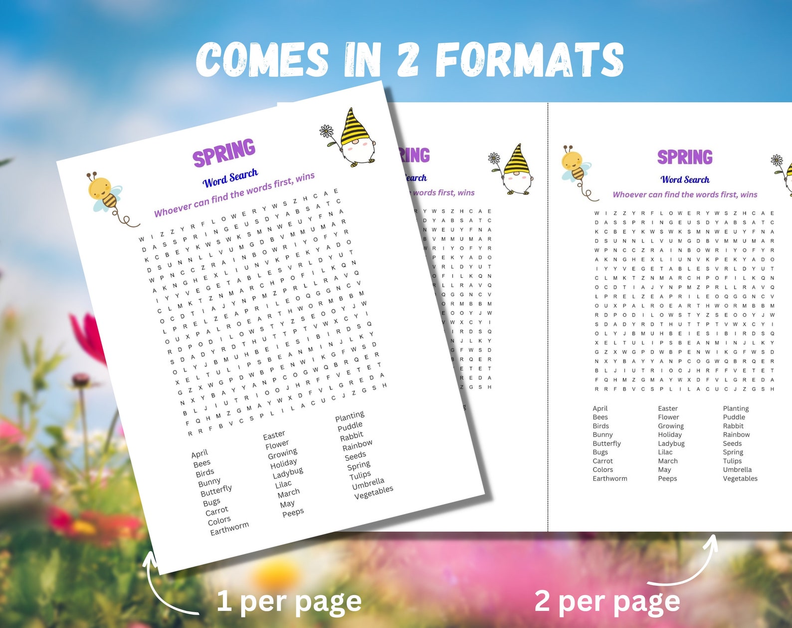 Printable Spring Word Search Spring Activity for Kids and - Etsy