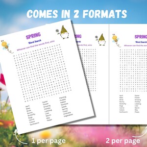 Printable Spring Word Search Spring Activity for Kids and - Etsy