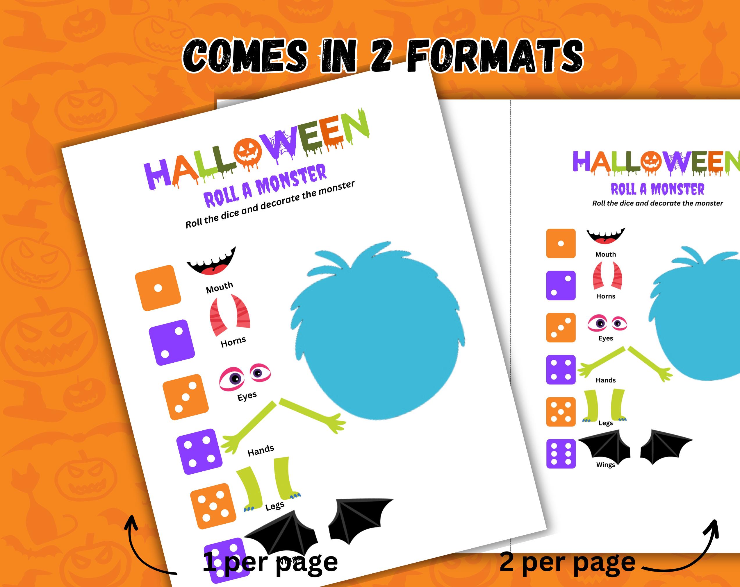 Printable Halloween Roll a Monster | Halloween Activity for Kids and ...
