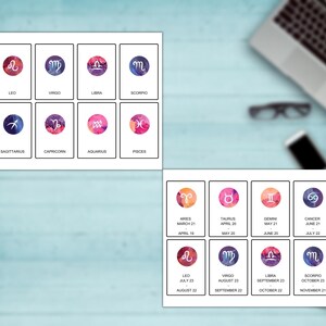 Printable Cartoon Zodiac Signs Flash Cards | Montessori Cards | 48 ...
