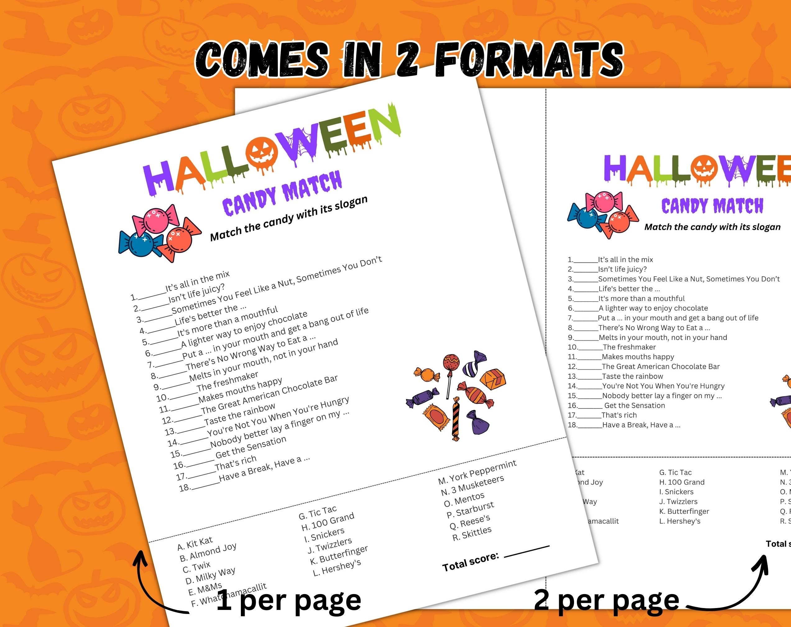 Printable Halloween Candy Match Game | Halloween Activity for Kids and ...