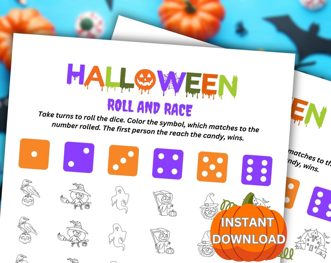 Printable Halloween Roll and Race | Halloween Activity for Kids and ...