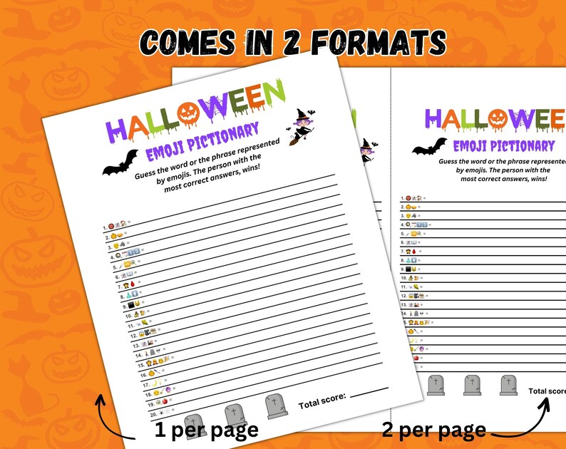 Halloween Emoji Pictionary Game | Printable Party Activity for Kids ...