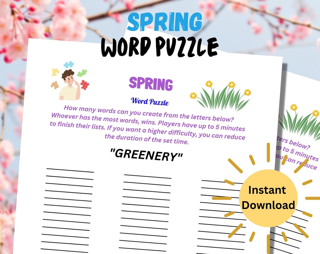 Printable Spring Word Puzzle Game Spring Activity for Kids - Etsy