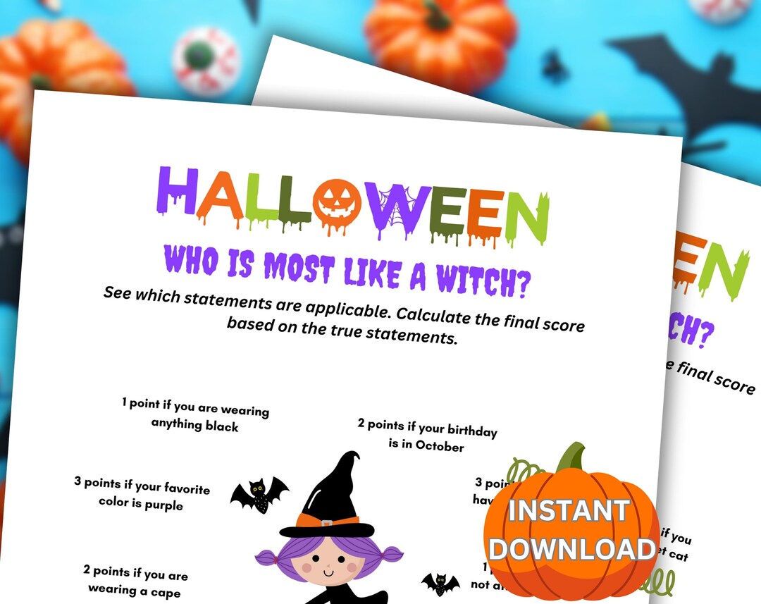 Printable Halloween Who is Most Like A Witch? Game | Halloween Activity ...
