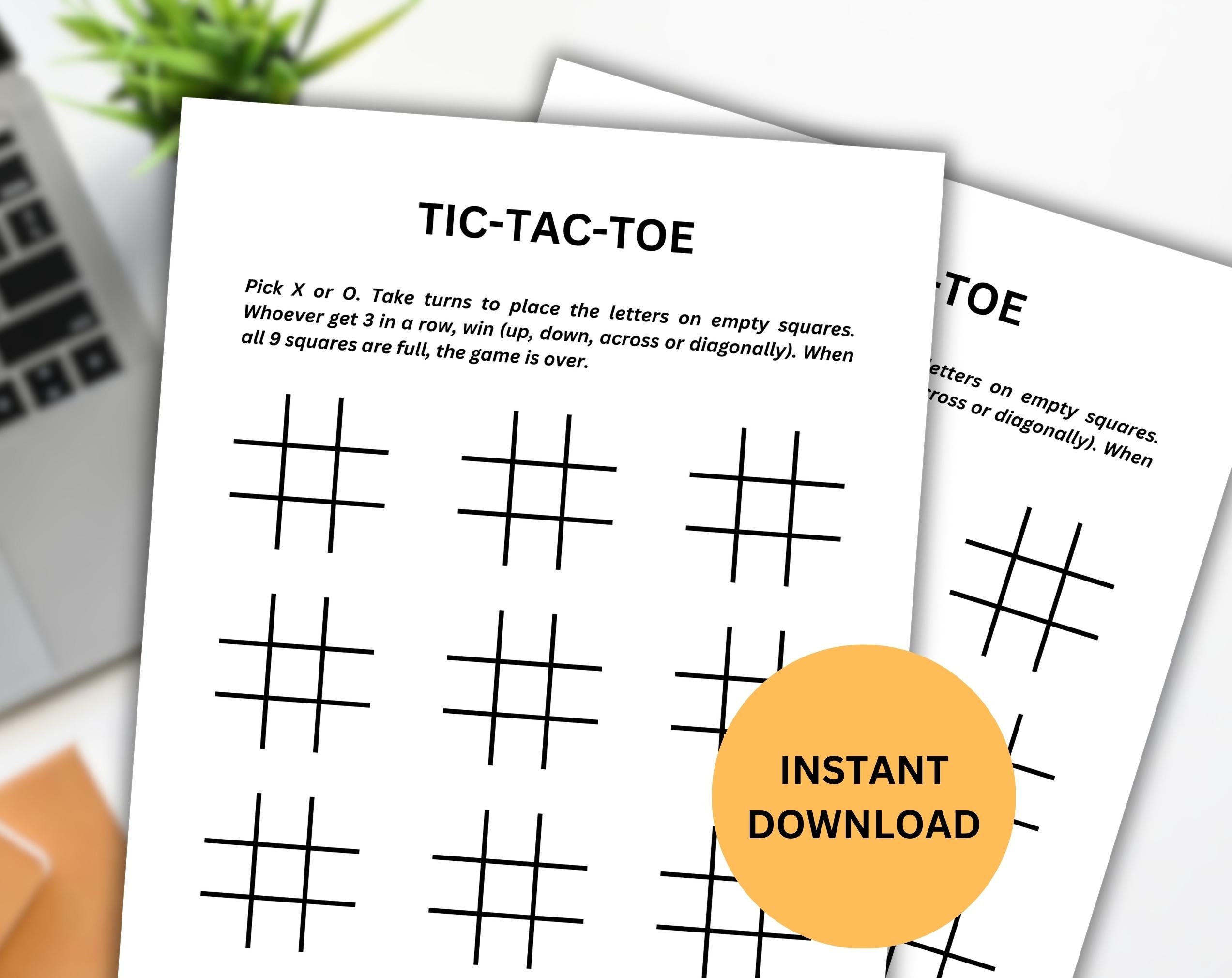 Printable Blank Tic-tac-toe Game for Kids Party Game Children Activity ...