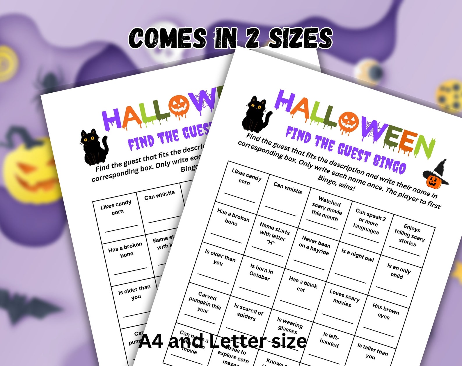 Printable Halloween Find the Guest Bingo Halloween Activity for Kids ...