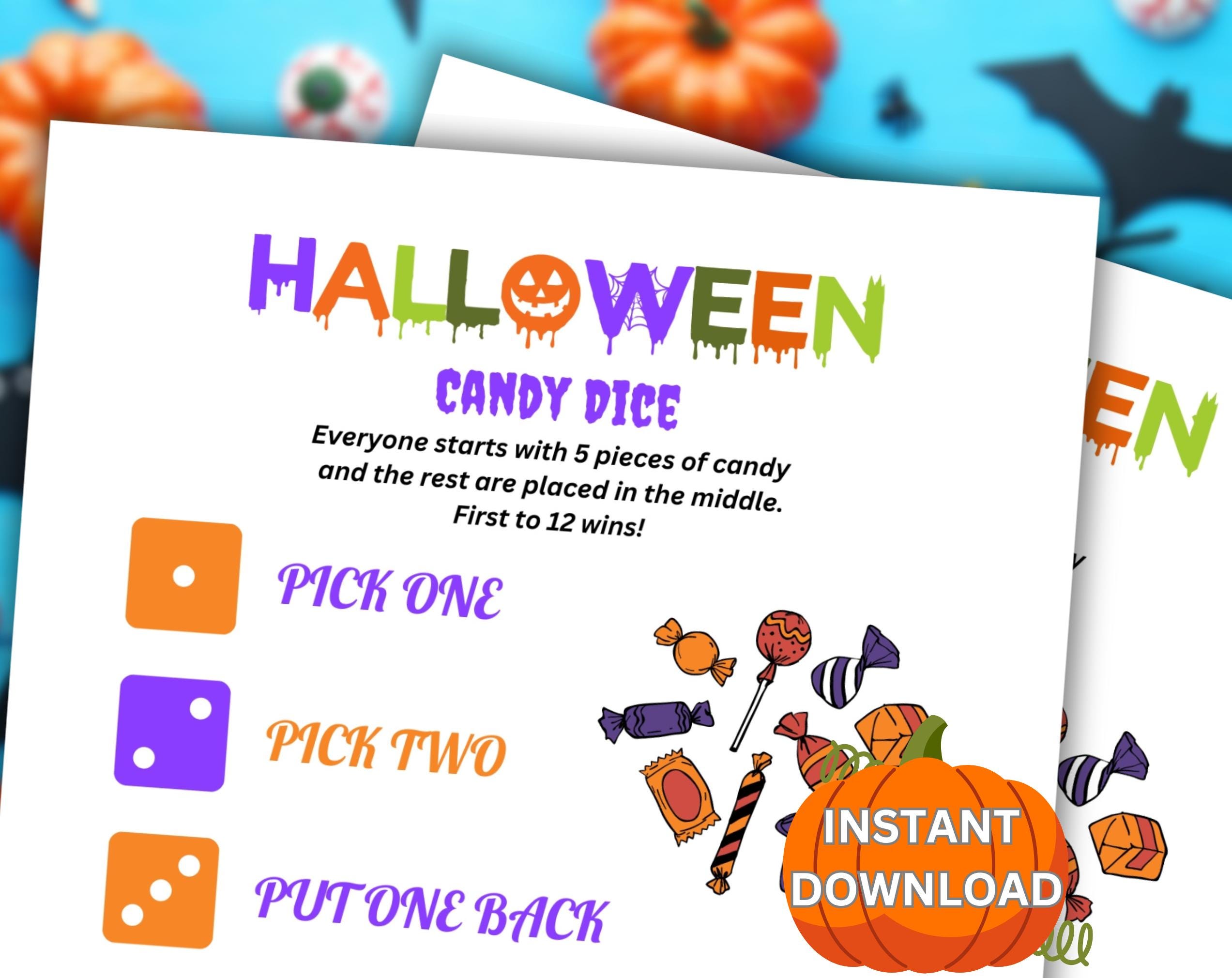 Halloween Candy Dice Game | Printable Party Activity for Kids & Adults ...