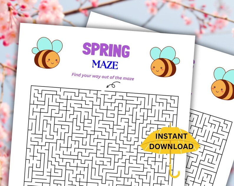 Printable Spring Maze | Spring Activity for Kids and Adults | Party ...