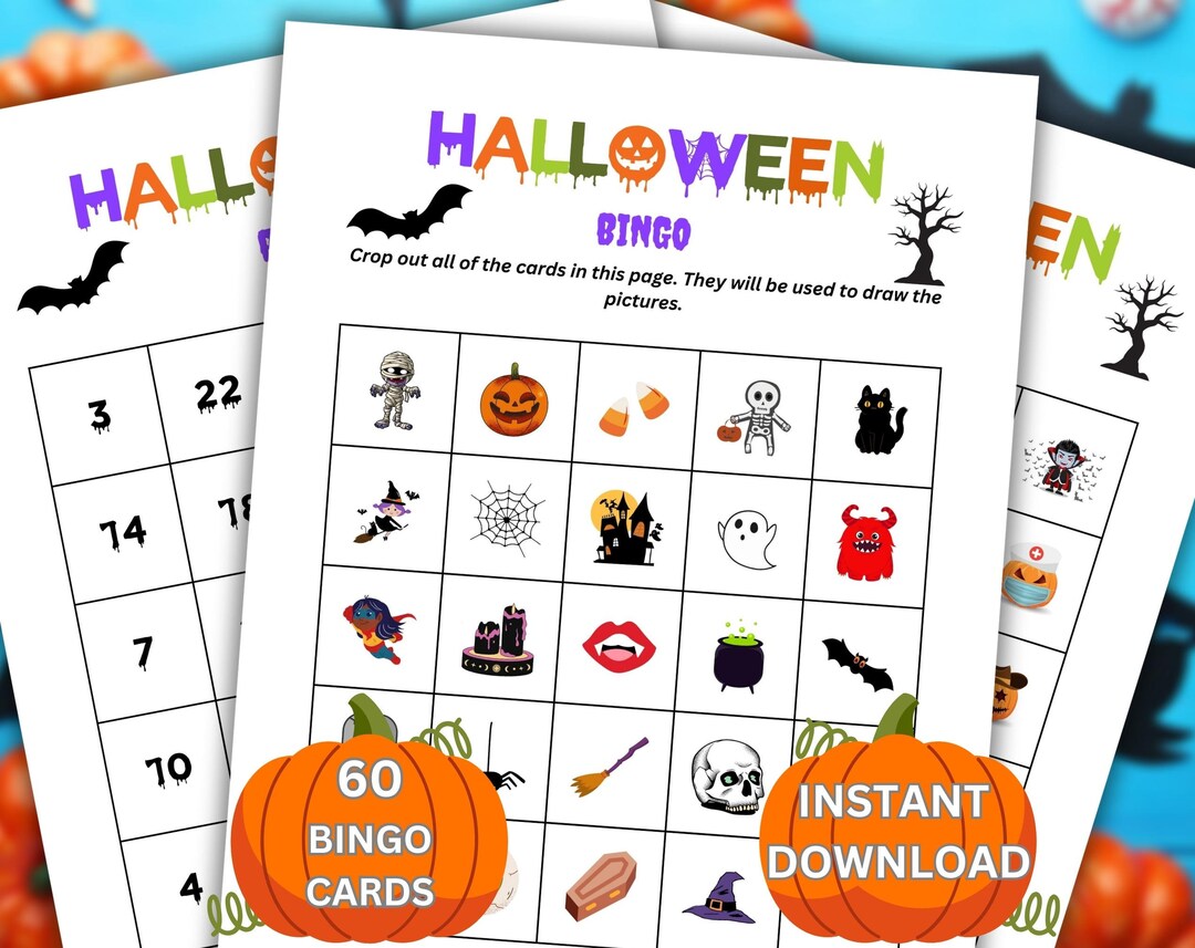Printable Halloween Picture and Number Bingo Game | Halloween Activity ...