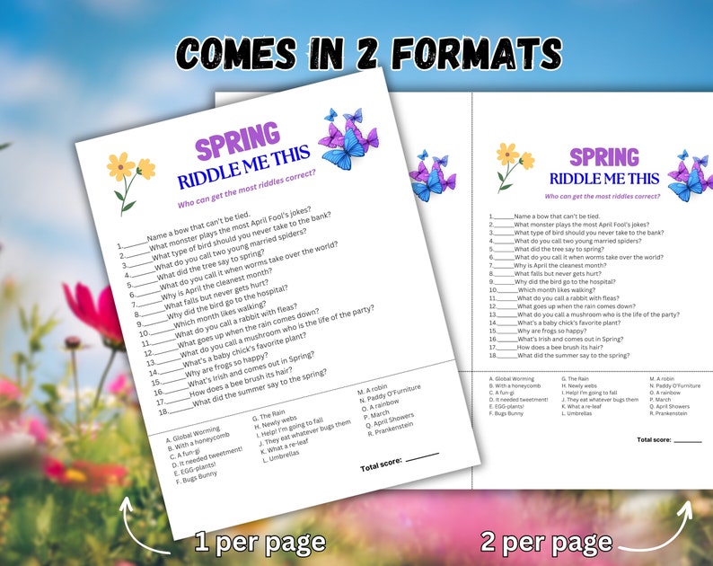 Printable Spring Riddle Me This Game | Spring Activity for Kids and ...