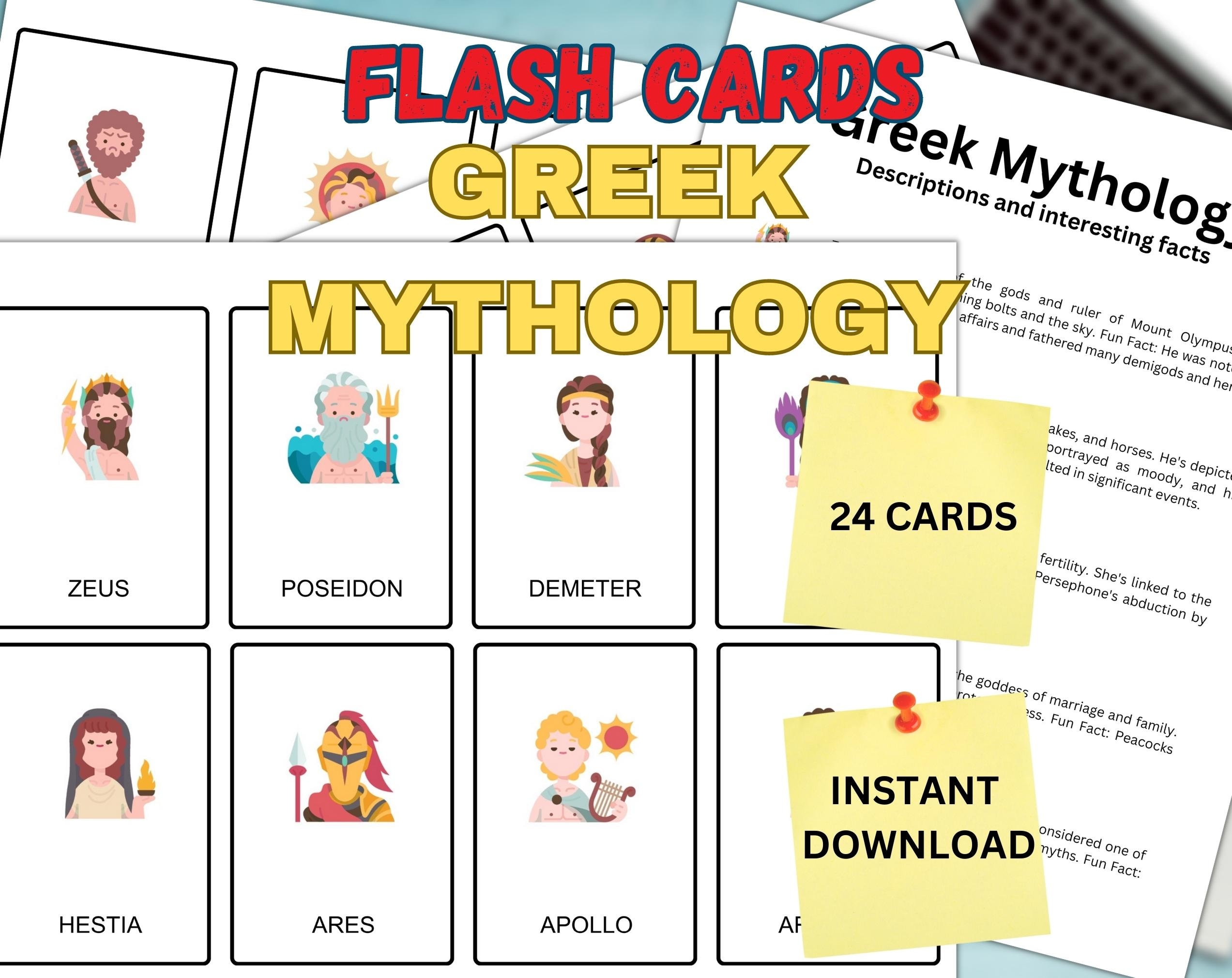 Greek Mythology Flash Cards | Montessori Language Learning (PDF ...