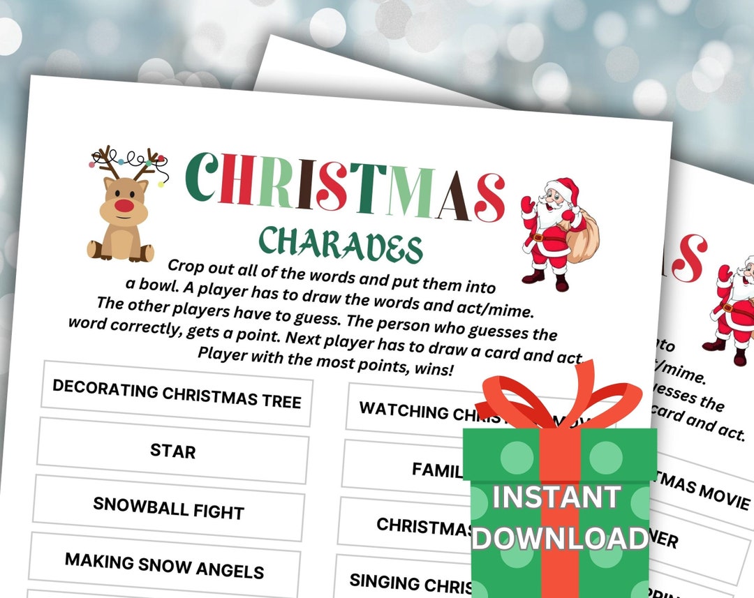Printable Christmas Charades Game | Christmas Activity for Kids and ...