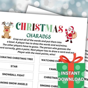 Printable Christmas Charades Game | Christmas Activity for Kids and ...