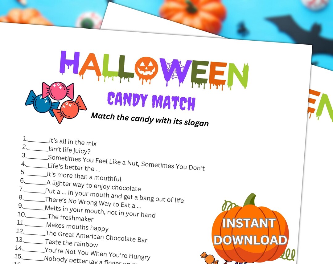 Printable Halloween Candy Match Game | Halloween Activity for Kids and ...