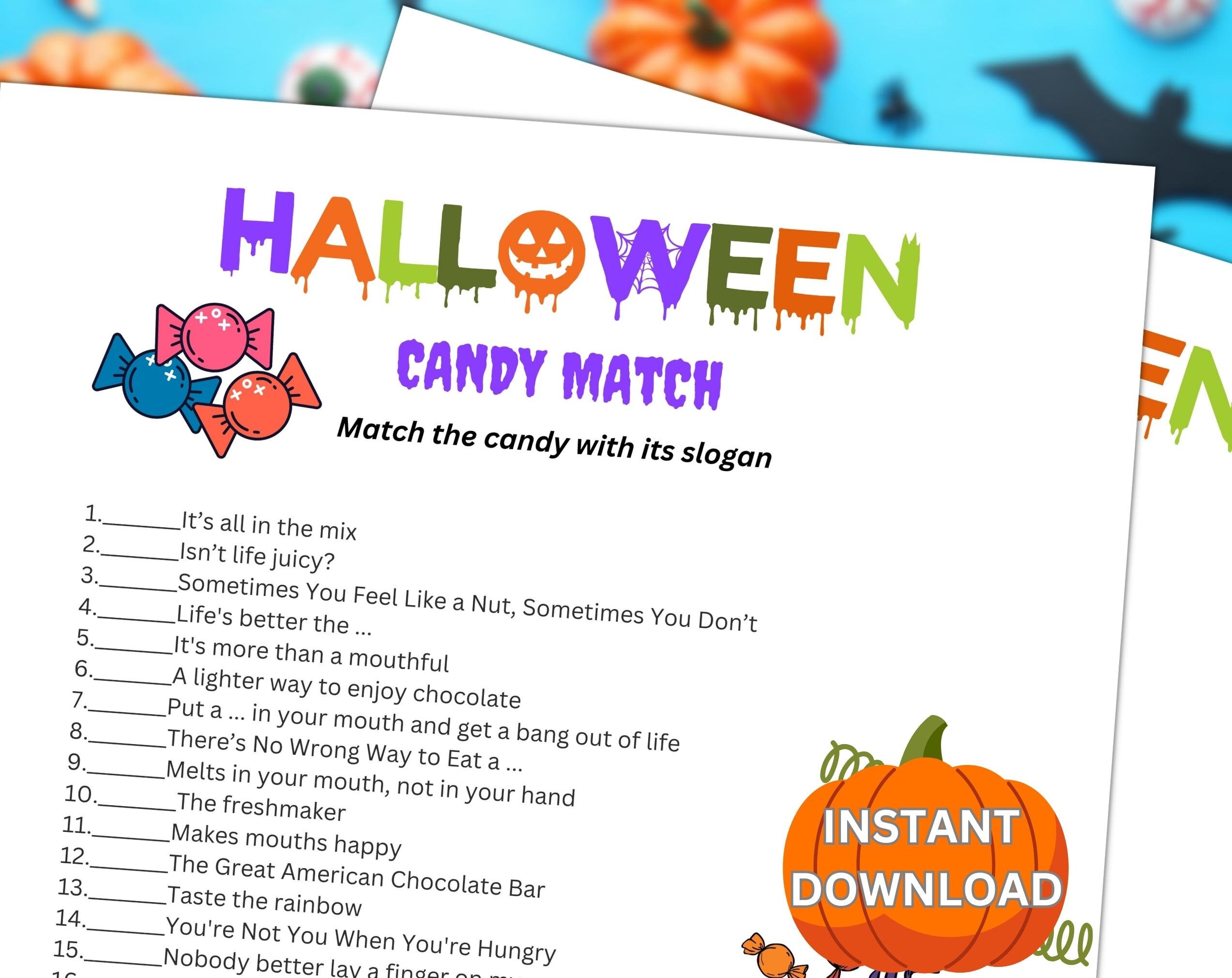 Printable Halloween Candy Match Game | Halloween Activity for Kids and ...