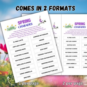 Printable Spring Charades Game | Spring Activity for Kids and Adults ...