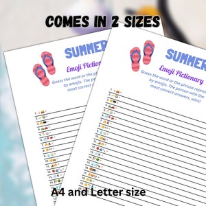 Printable Summer Emoji Pictionary Game Summer Activity for Kids and ...