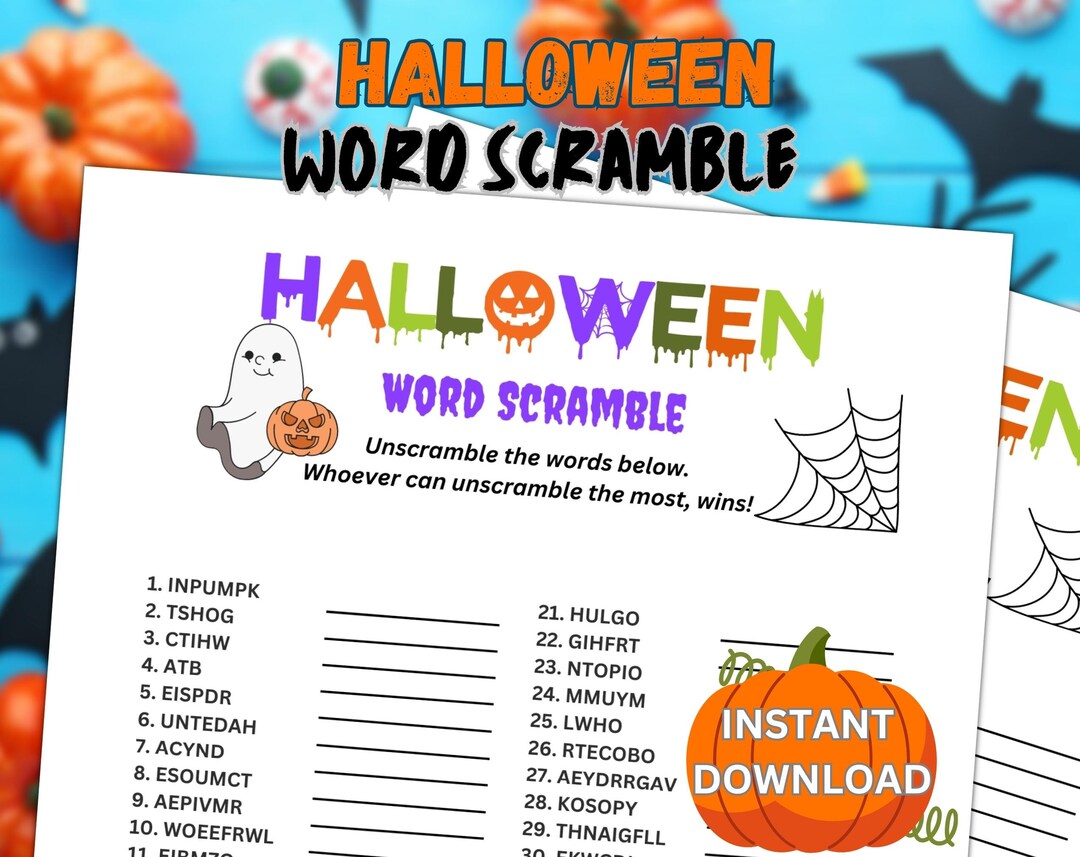 Halloween Word Scramble Game | Printable Party Activity for Kids ...