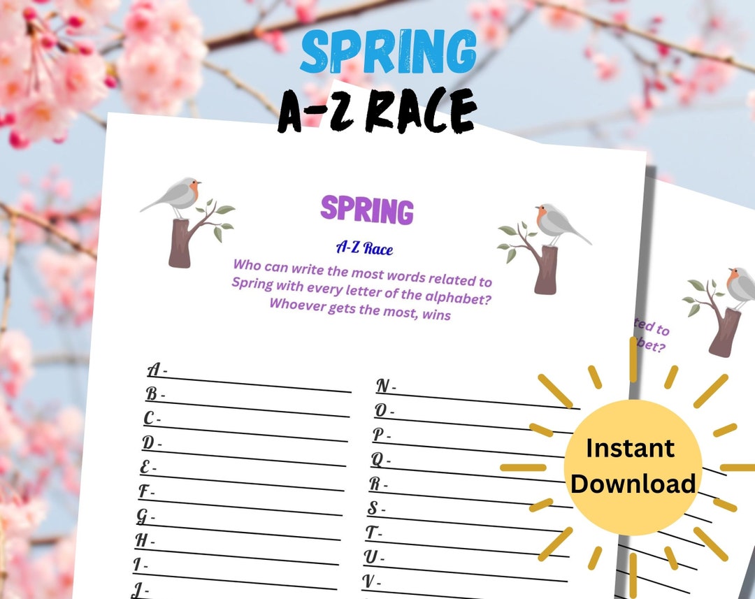 Printable Spring A-Z Race Spring Activity for Kids and - Etsy