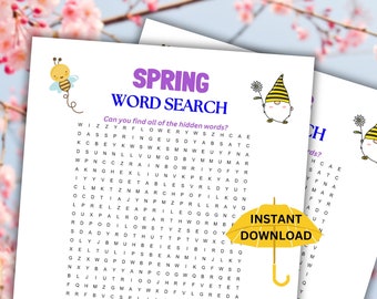 Word Search Coloring Page Printable Spring Activity for Kids and Family ...