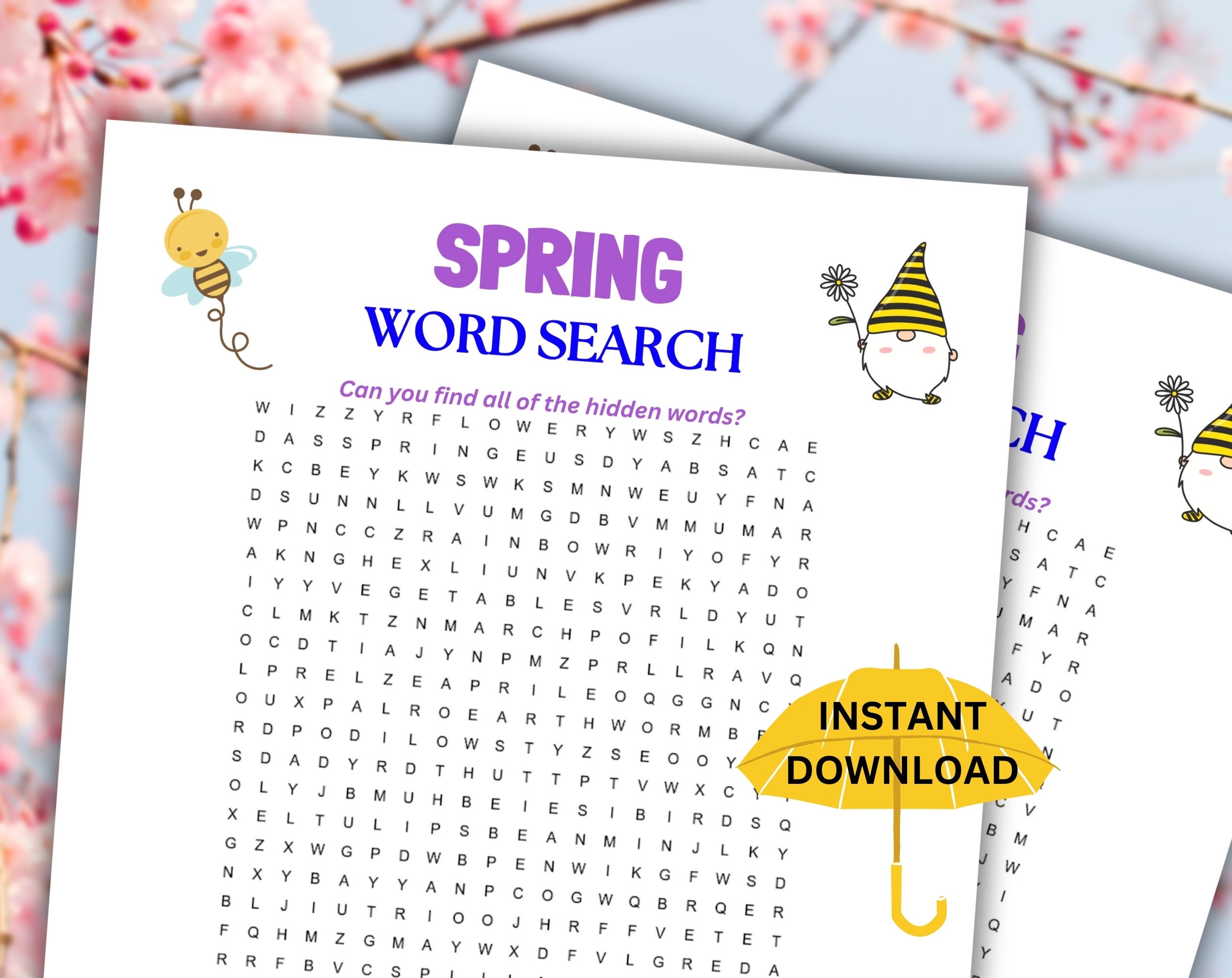 Printable Spring Word Search Spring Activity for Kids and Adults Party ...