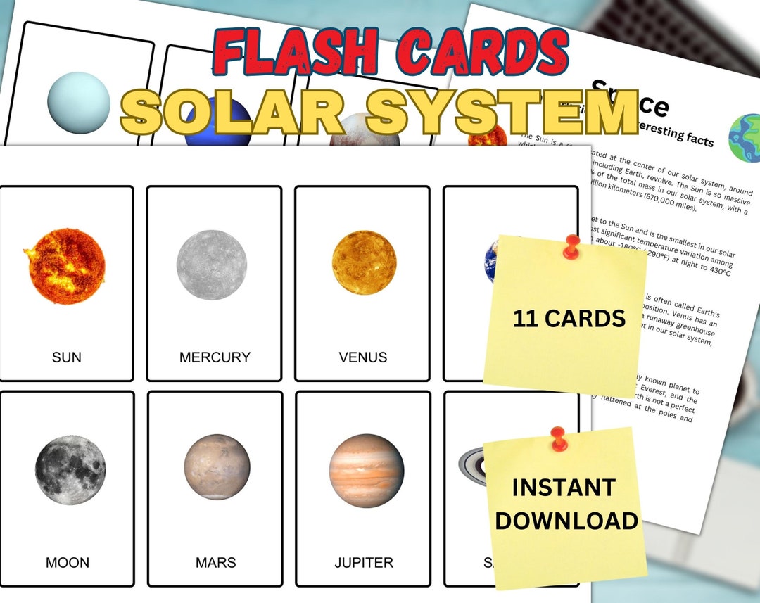 Printable Solar System Flash Cards | Montessori Cards | 11 Nomenclature ...