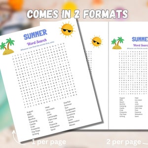 Printable Summer Word Search | Summer Activity for Kids and Adults ...
