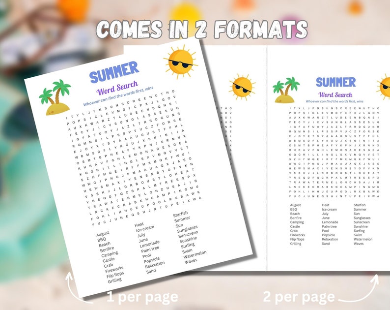 Printable Summer Word Search | Summer Activity for Kids and Adults ...