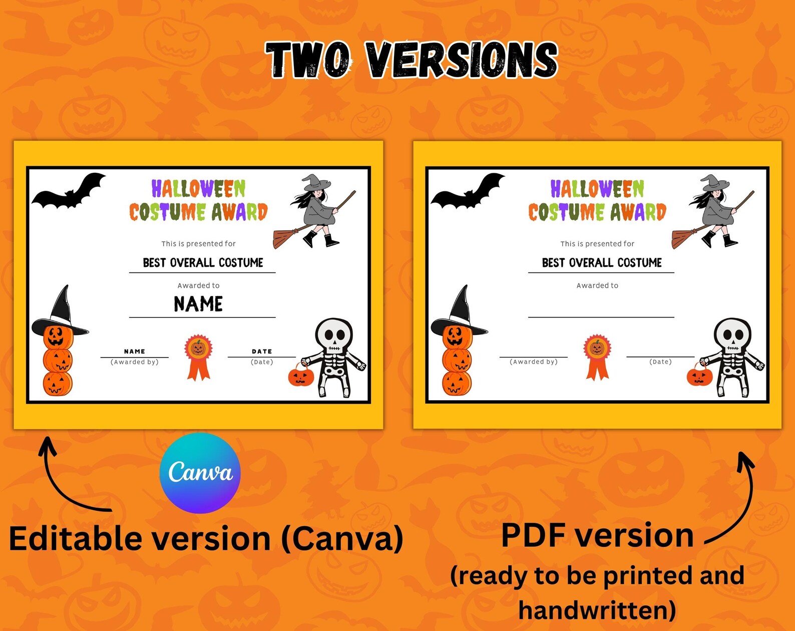Halloween Costume Awards | Printable Certificates (digital Download) - Etsy