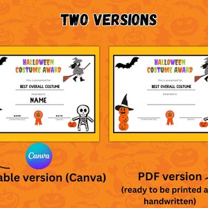 Printable Halloween Costume Awards Bundle | Halloween Costume ...