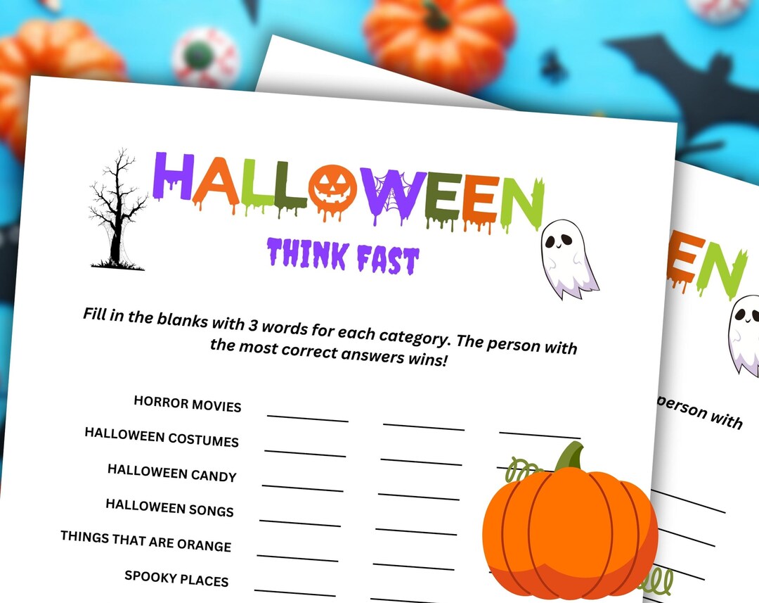 Printable Halloween Think Fast Game for Kids Halloween Party - Etsy